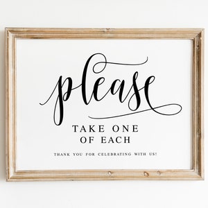 Wedding Favor Sign: Please Take One of Each (digital Download) - Etsy