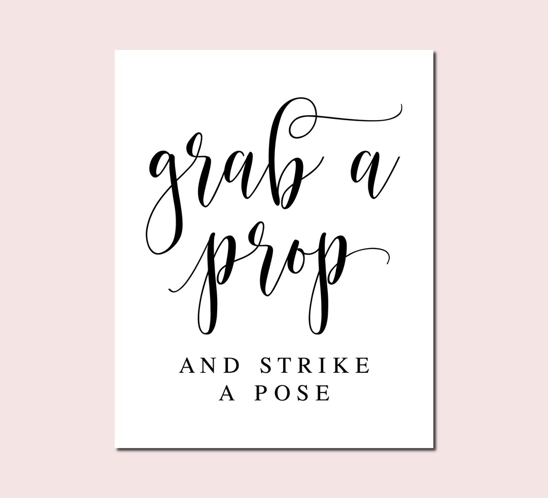 Wedding Photo Booth Sign: Grab A Prop, Strike A Pose (digital Download ...