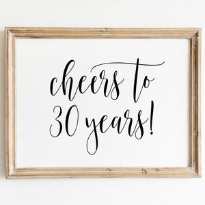 Cheers to 30 Years Sign: Birthday Party Decor (digital Download) - Etsy