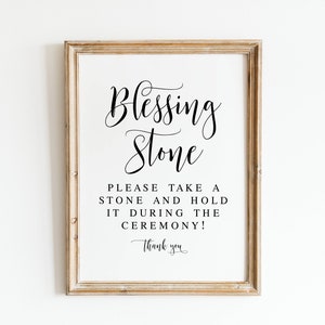 Blessing Stone Sign for Wedding, Please Take A Stone and Hold It During ...