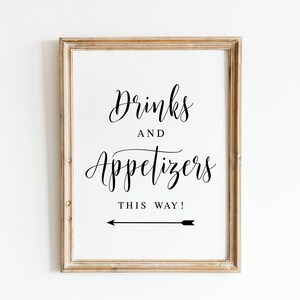 Drinks and Appetizers This Way, Modern Minimalist Wedding Signs ...