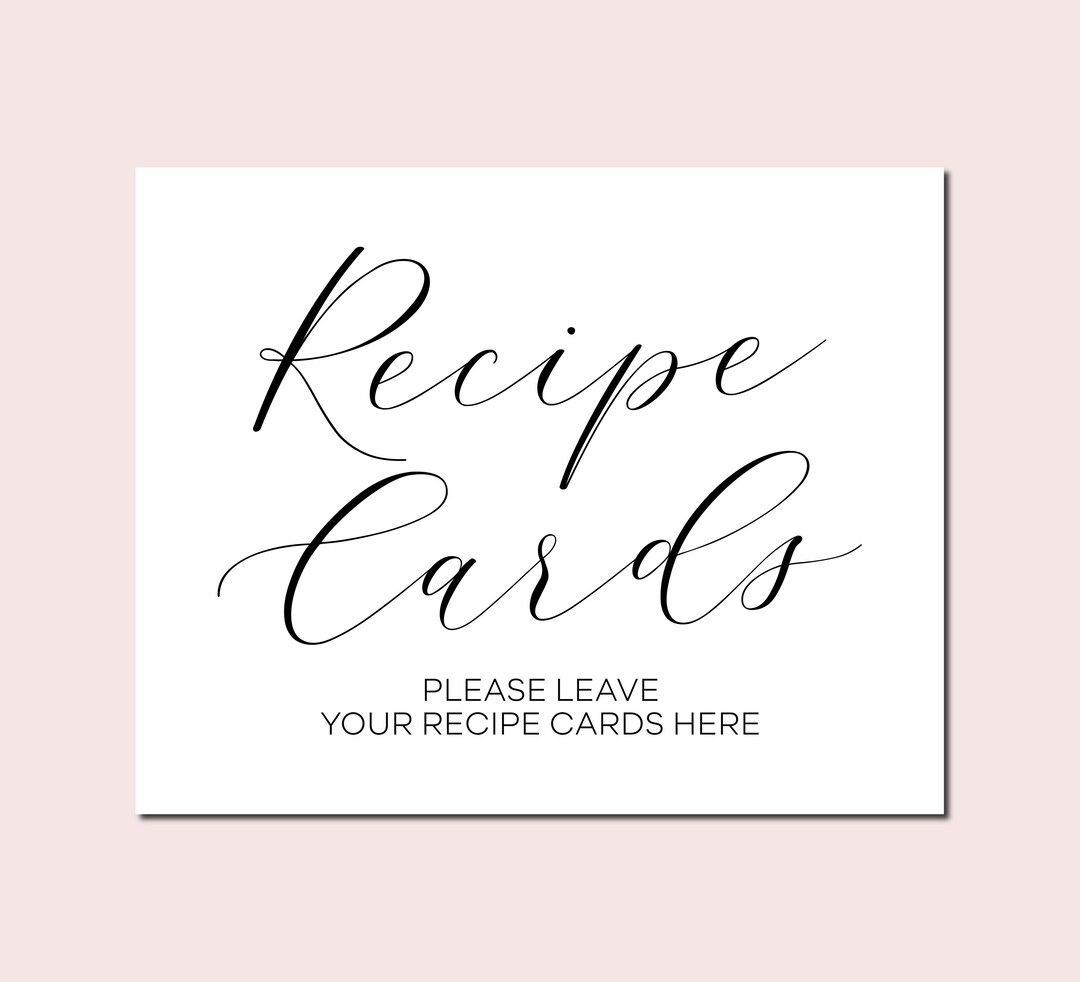 Recipe Cards Sign, Please Leave Your Recipe Cards Here, Wedding Signs ...