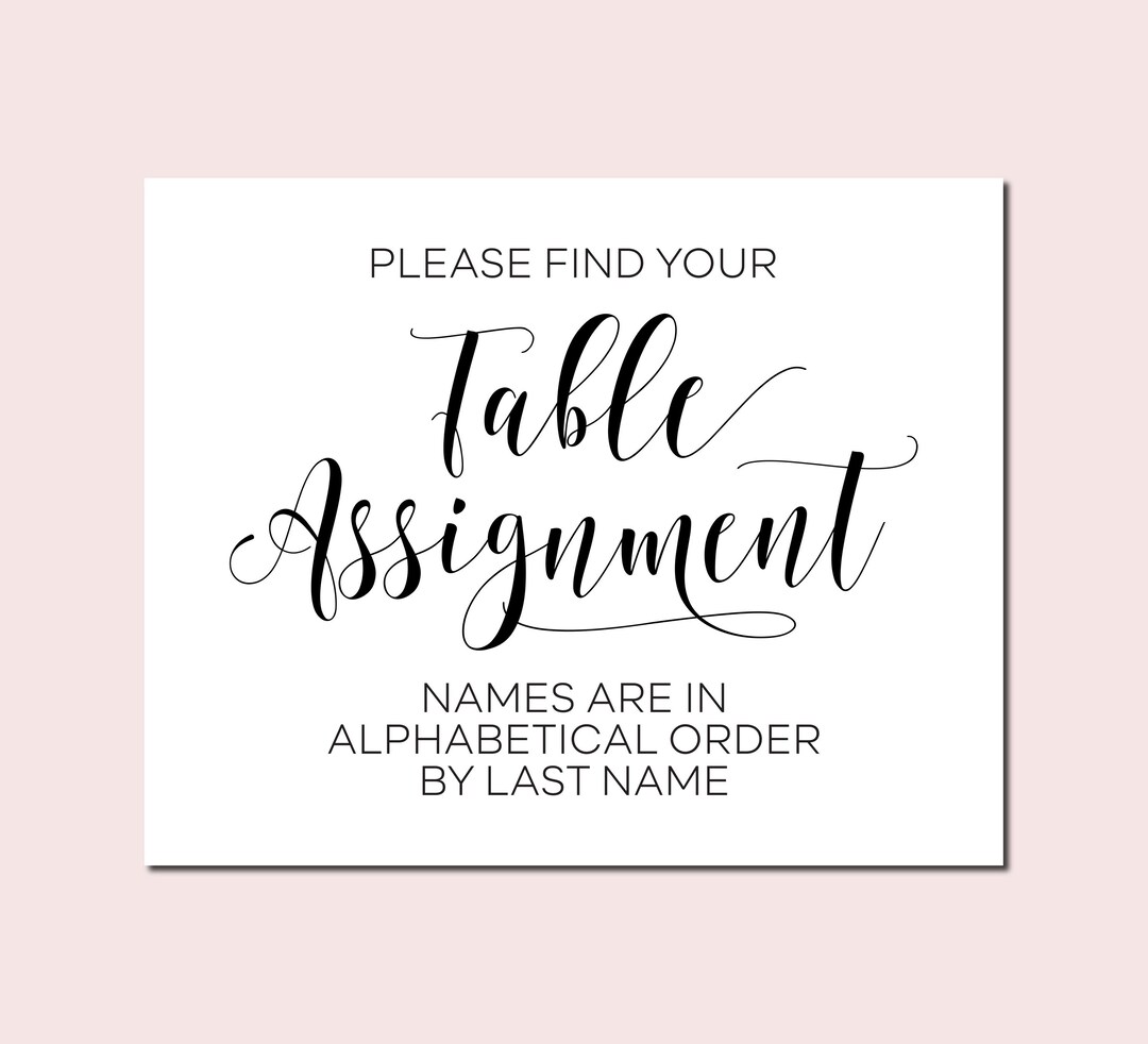 Please Find Your Table Assignment, Wedding Sign, Wedding Seating Sign ...