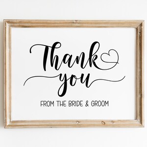 Thank You From the Bride and Groom, Wedding Thank You Sign, Wedding ...