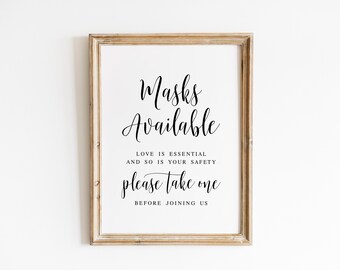 Masks Available Sign Printable Wedding Masks Sign Social - Etsy