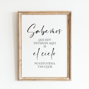 Spanish Memory Sign, Sabemos Que Hoy Estarian Aqui Si El Cielo No ...