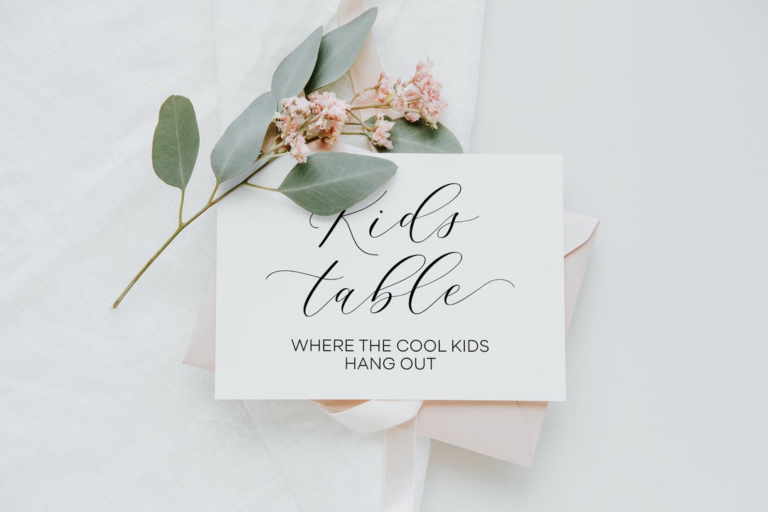 Kids Table Sign, Where the Cool Kids Hang Out, Wedding Signs, Wedding ...