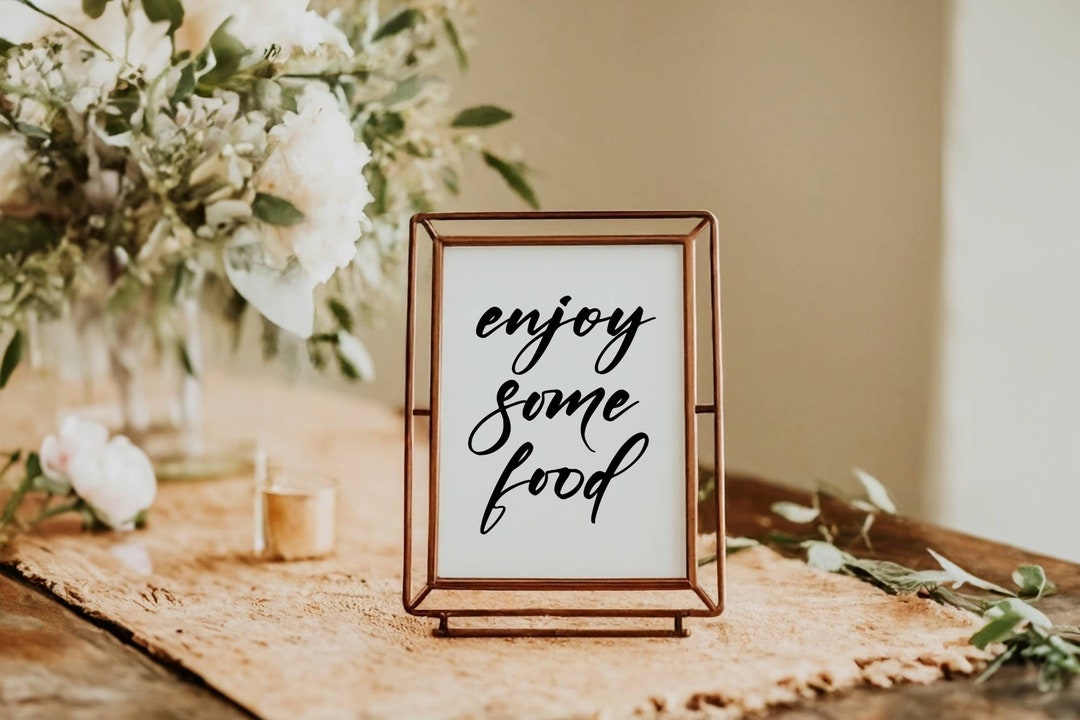 Enjoy Some Food Sign, Modern Minimalist Wedding Signs, Food Bar Sign ...