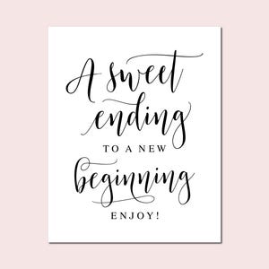 Wedding Sign Printable: Sweet Ending, New Beginning (digital Download ...