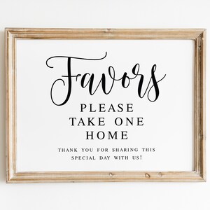 Wedding Favors Sign, Please Take One Home, Favor Table Sign, Wedding ...
