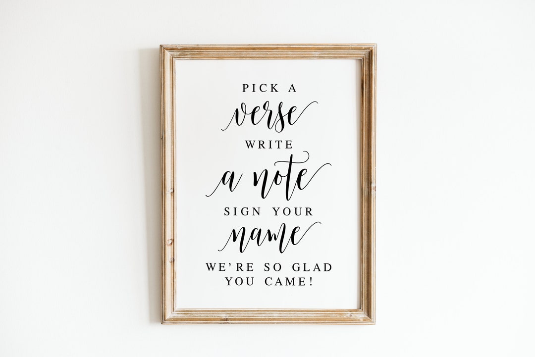 Wedding Guestbook Sign: Pick A Verse, Write A Note (digital Download ...