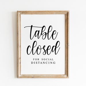 Table Closed for Social Distancing Covid Restaurant Sign - Etsy