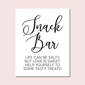 Snack Bar Sign, Life Can Be Salty but Love is Sweet Help Yourself to ...