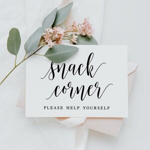 Snack Corner Wedding Sign: Minimalist Calligraphy (digital Download) - Etsy