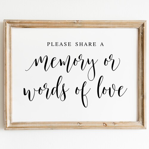 Share a Memory or Words of Love. Instant Download Printable. - Etsy