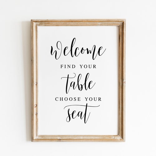 Welcome Find Your Table Choose Your Seat Sign.please Find Your - Etsy
