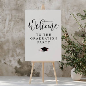 Welcome to the Graduation Party, Modern Minimalist Graduation Signs ...