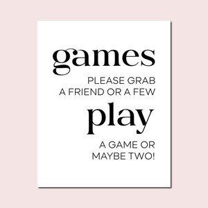 Modern Wedding Game Table Sign: Minimalist Printable (PDF & JPG) - Etsy