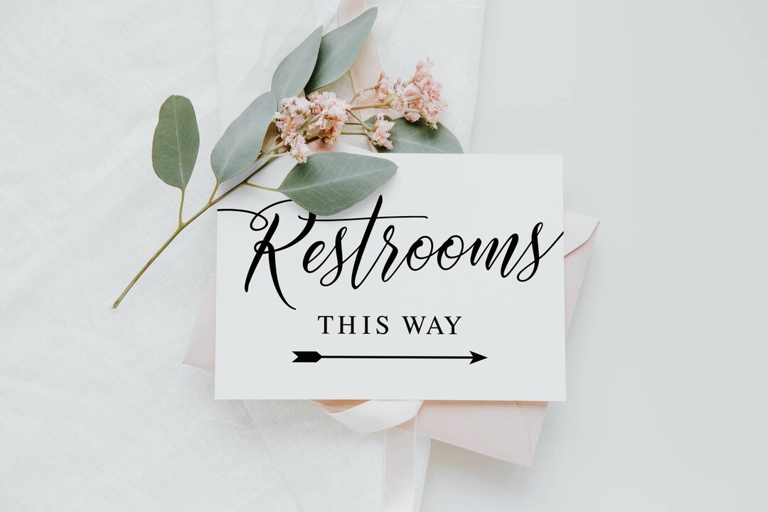 Minimalist Wedding Restroom Sign: Arrow Direction Print (digital ...