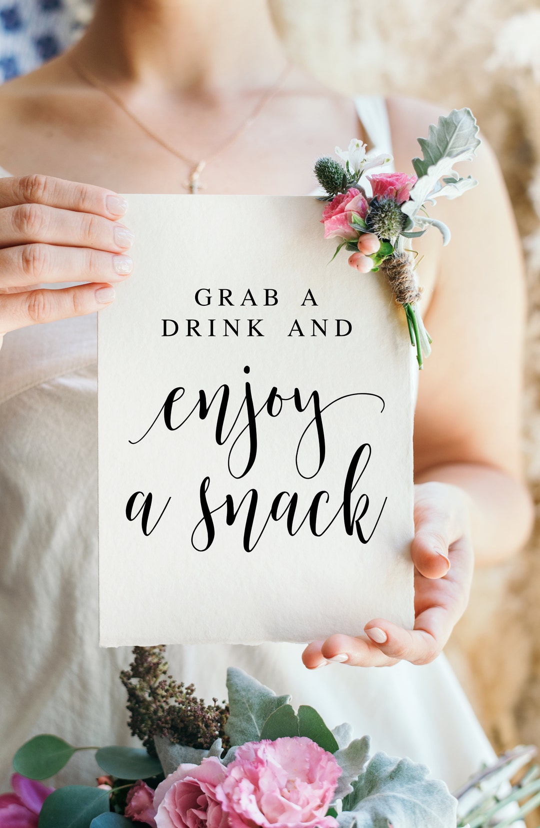Grab A Drink and Enjoy A Snack, Wedding Signs, Wedding Prints, Wedding ...