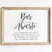 Bar Abierto, Open Bar Sign for Wedding, Wedding Open Bar, Spanish Bar ...