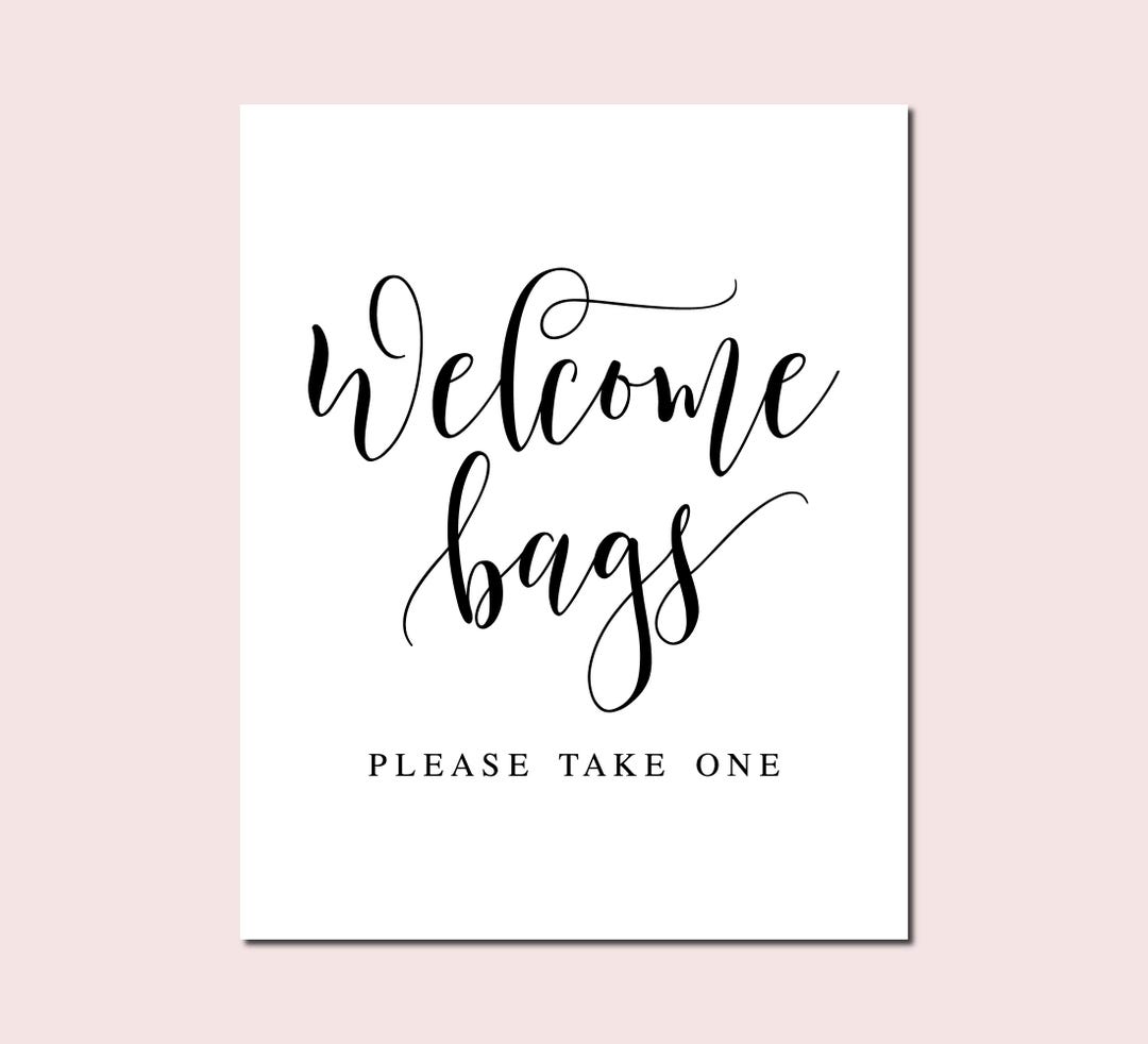 Wedding Welcome Bags Sign: Elegant Script (digital Download) - Etsy