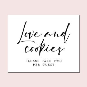Love and Cookies, Please Take Two per Guest, Cookie Bar Signs, Wedding ...