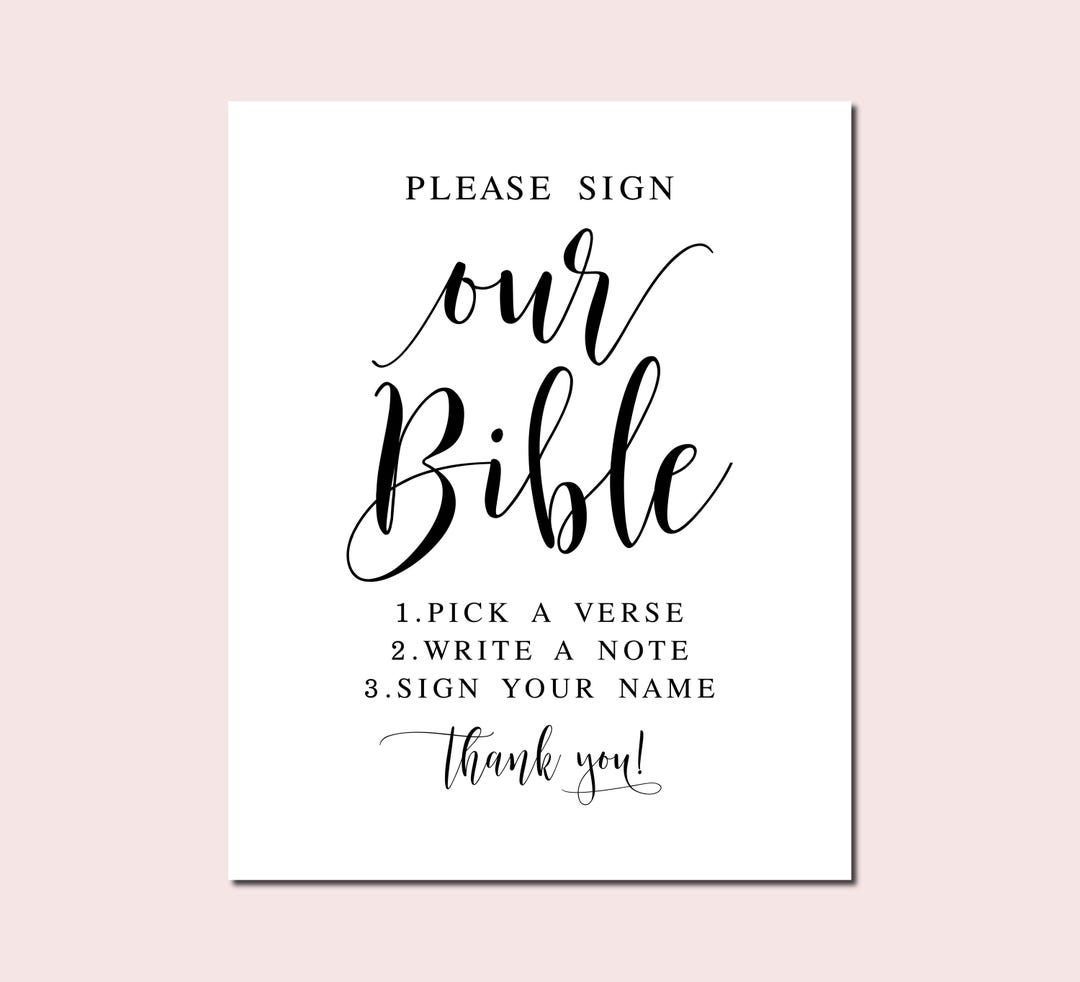 Please Sign Our Bible, Wedding Signs, Wedding Decor Sign, Wedding ...