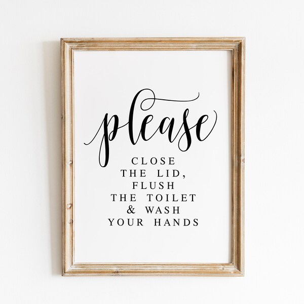 Please Close Toilet Lid Sign - Etsy