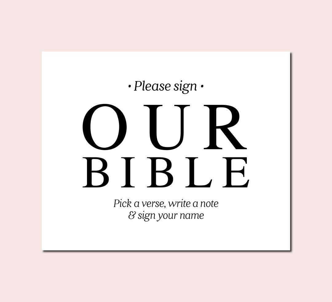 Please Sign Our Bible, Wedding Bible Guestbook Sign, Wedding Signs ...
