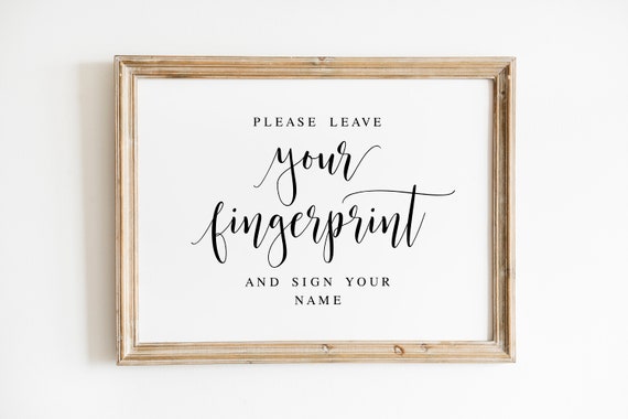Please Leave Your Fingerprint And Sign Your Name Wedding | Etsy