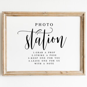 Photo Station Sign, Grab A Prop and Strike A Pose, Wedding Signs ...