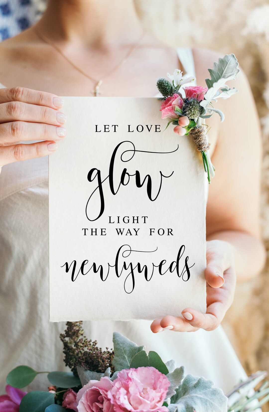 Let Love Glow Wedding Sign: Newlyweds Printable (PDF & JPG) - Etsy