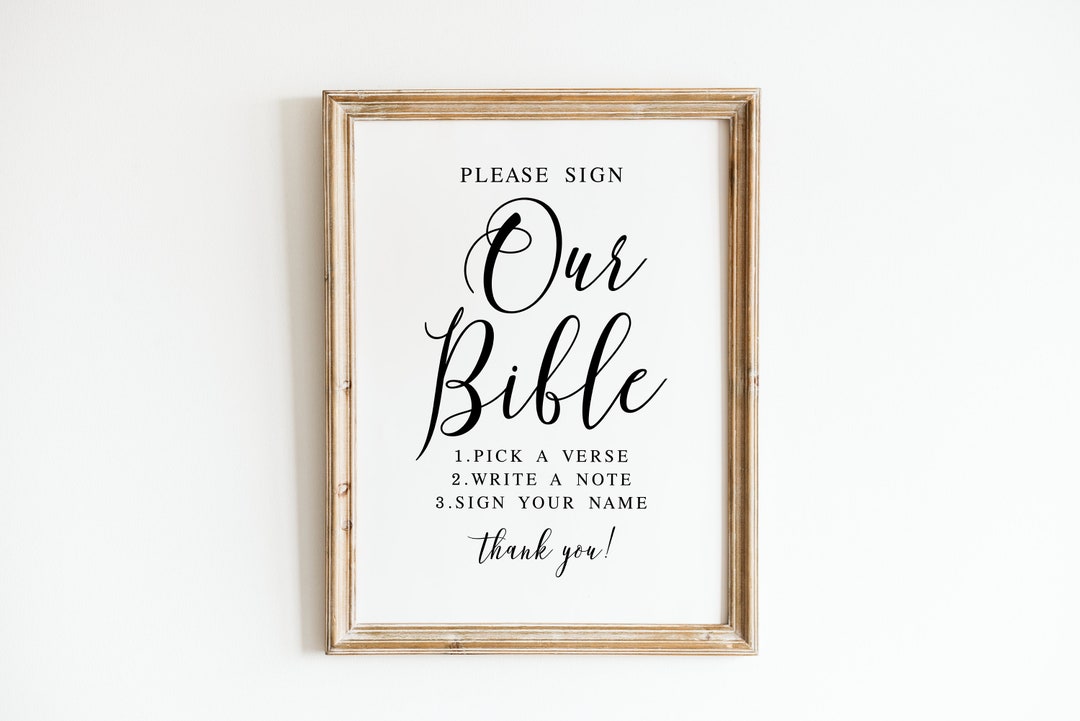 Please Sign Our Bible, Pick A Verse and Write Your Name, Wedding Signs ...