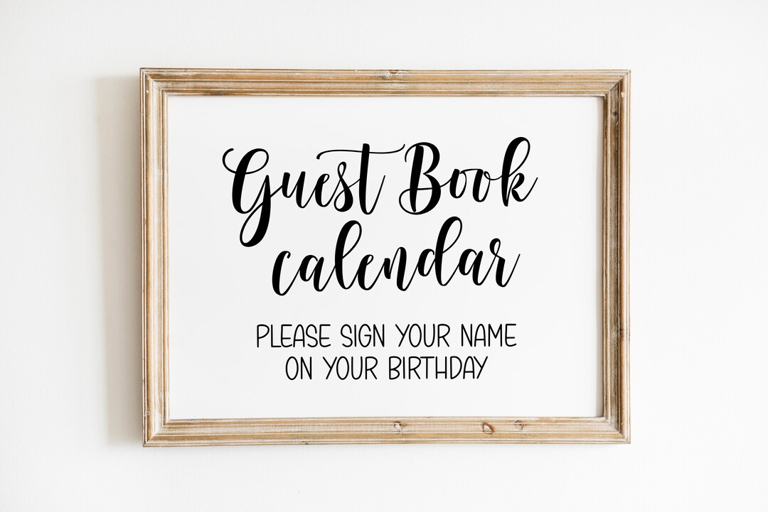 Guestbook Calendar, Please Sign Your Name on Your Birthday, Wedding ...