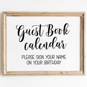 Guestbook Calendar, Please Sign Your Name on Your Birthday, Wedding ...