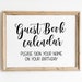 Guestbook Calendar, Please Sign Your Name on Your Birthday, Wedding ...