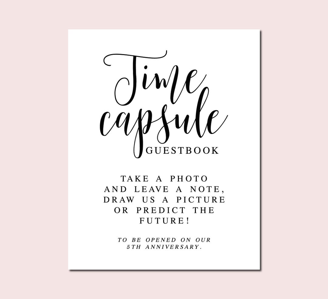 Time Capsule Guestbook, Wedding Signs, Fifth Anniversary Time Capsule ...