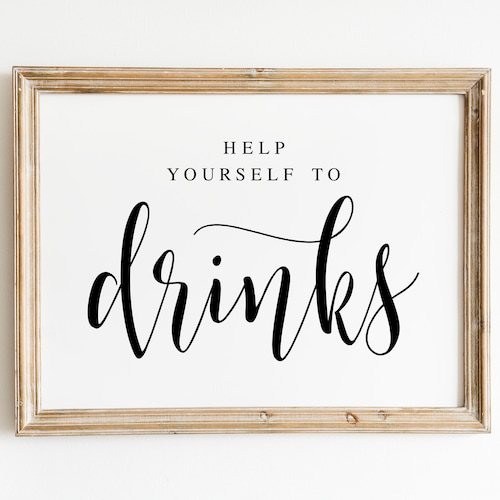 Help Yourself to Drinks Wedding Signs Wedding Drink Sign - Etsy