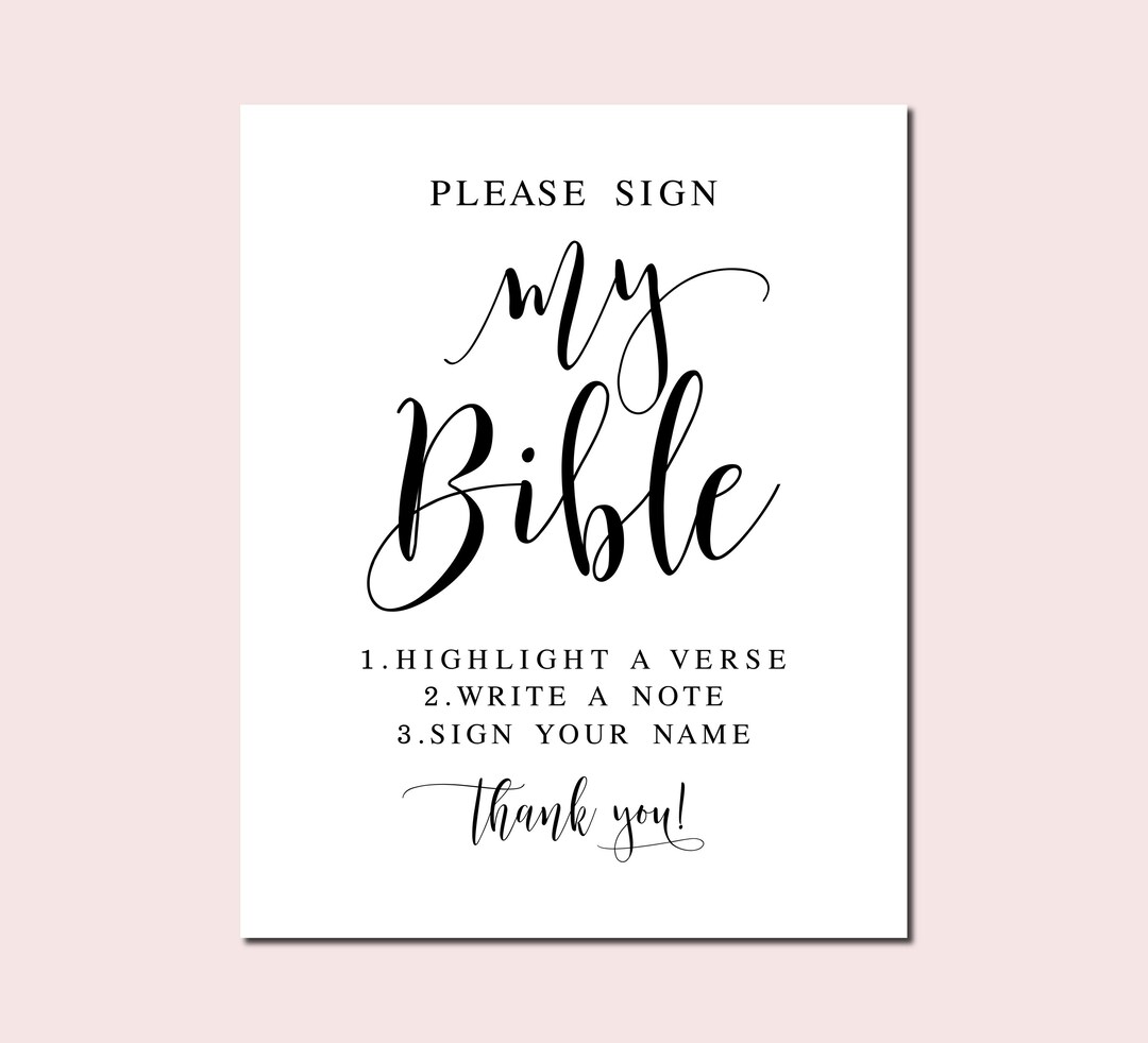Please Sign My Bible, Minimalist Birthday Signs, Birthday Decor Sign ...