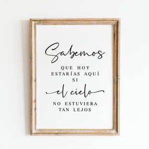 Spanish Memory Sign, Sabemos Que Hoy Estarias Aqui Si El Cielo No ...