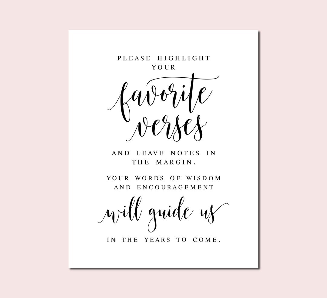 Please Highlight Your Favorite Verses, Wedding Bible Guestbook, Bible ...
