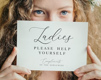 Ladies Please Help Yourself Wedding Bathroom Basket Sign - Etsy