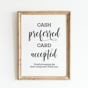 Cash Preferred Card Accepted Sign: Business Printable (digital Download ...