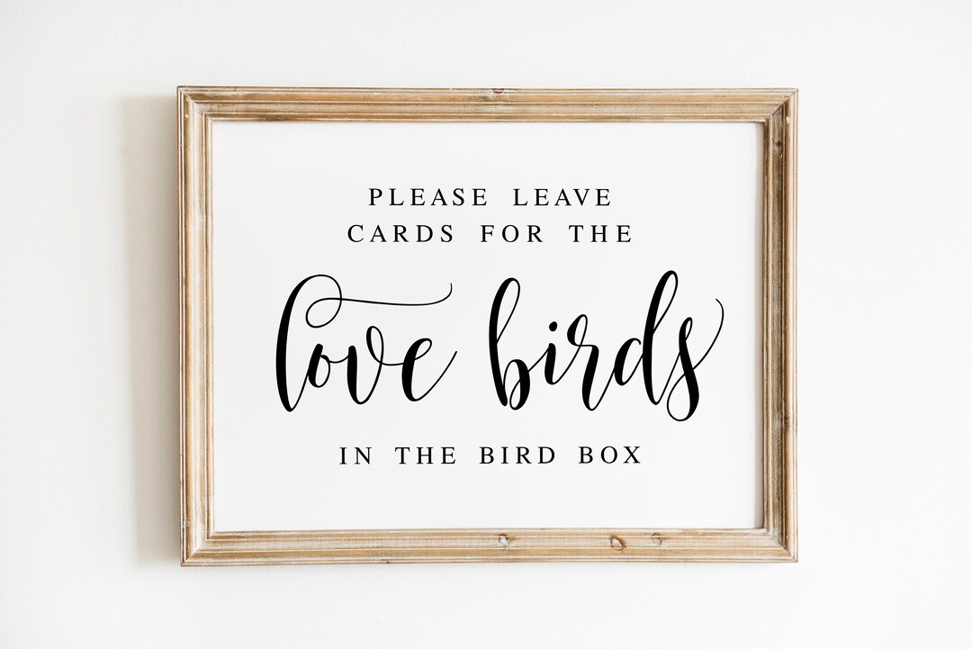 Please Leave Cards for the Love Birds in the Bird Box, Wedding Cards ...