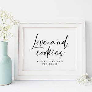 Love and Cookies, Please Take Two per Guest, Cookie Bar Signs, Wedding ...