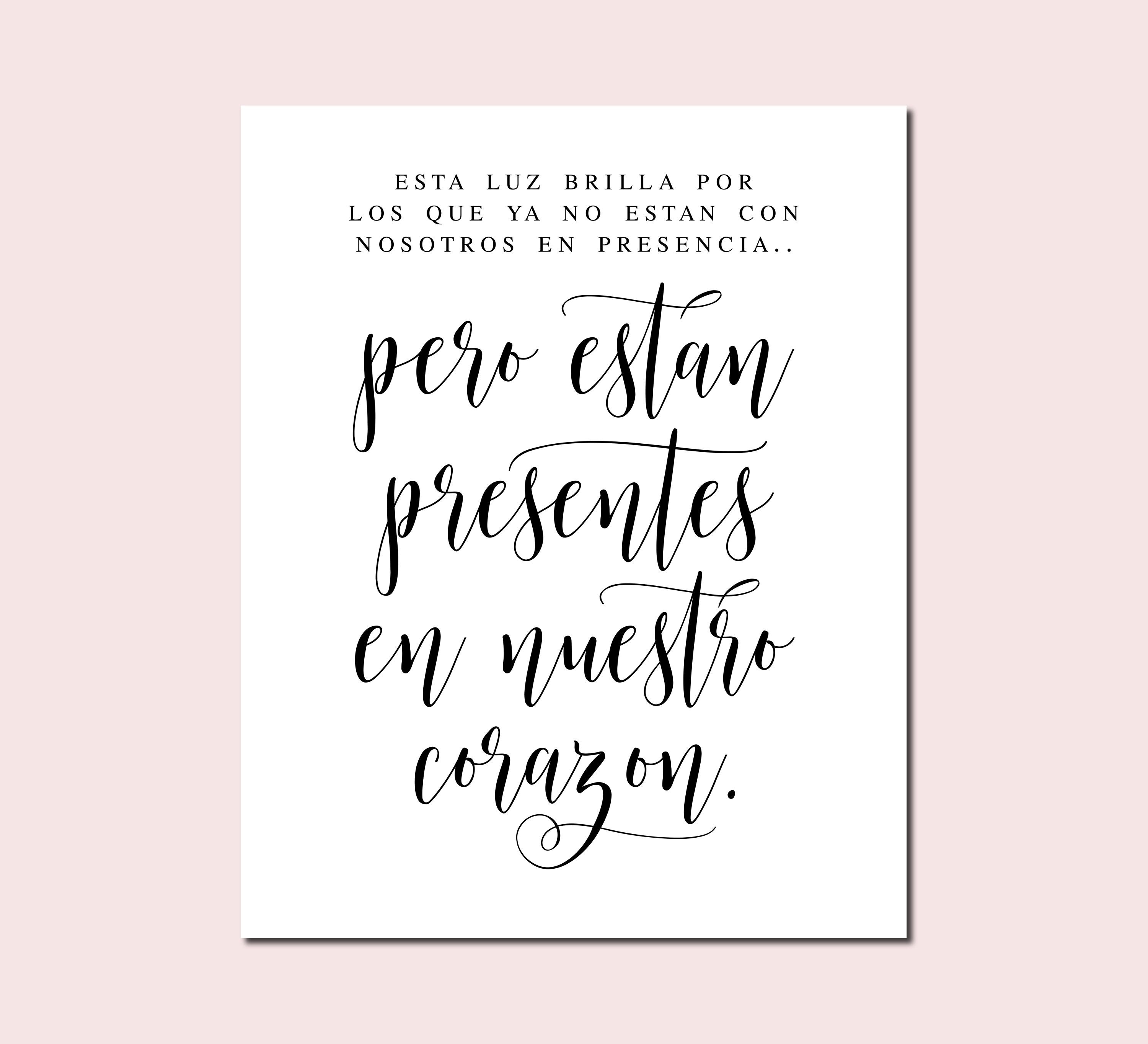 Spanish Memory Sign: Remembrance Decor (digital Download) - Etsy