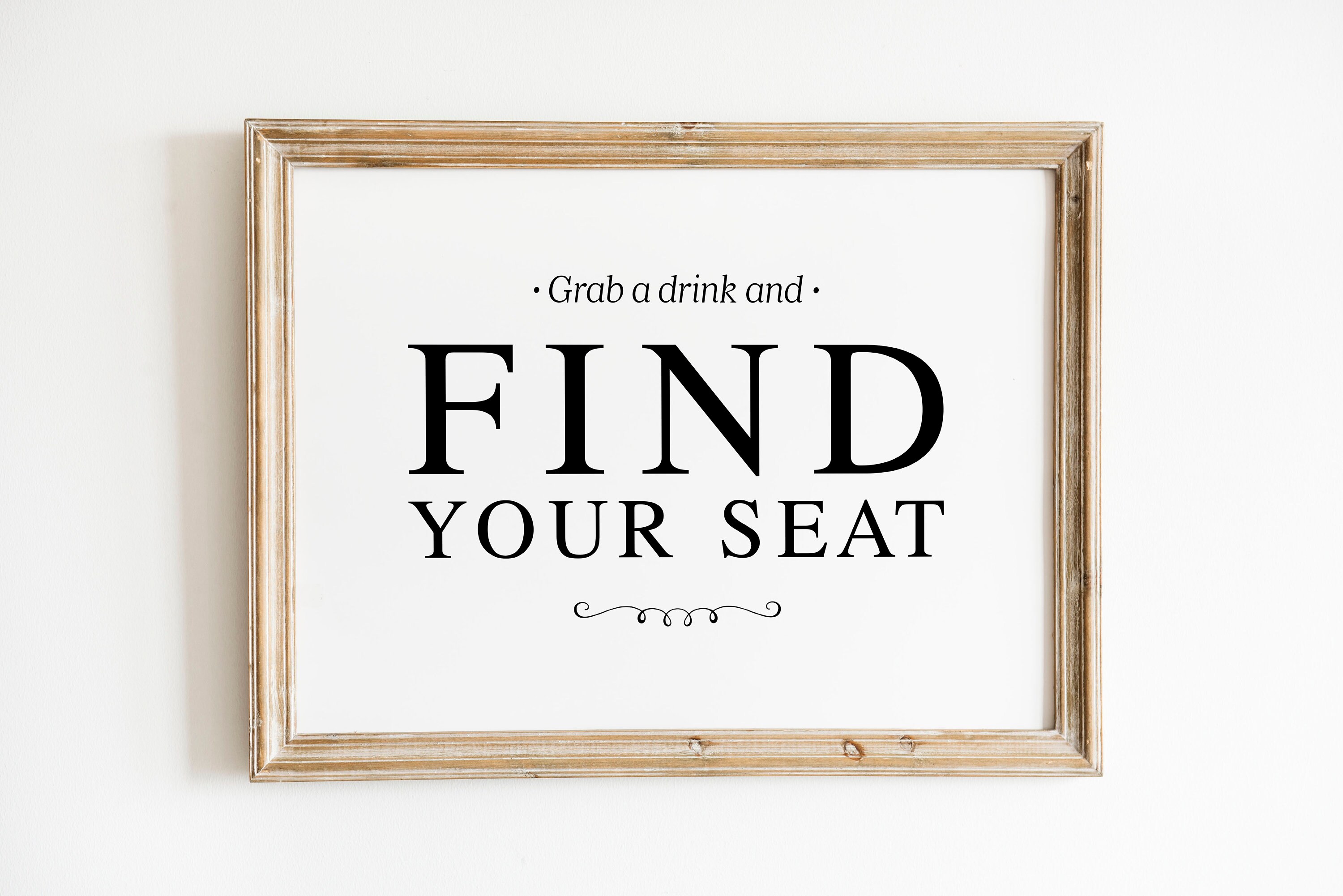 Grab A Drink And Find Your Seat Wedding Signs Wedding | Etsy