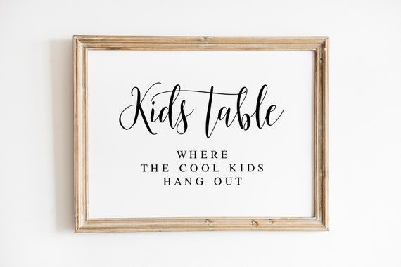 Kids Table Sign Wedding Signs Kids Table Where the Cool Kids | Etsy UK