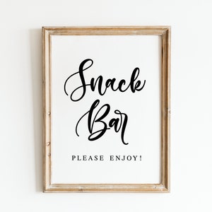 Snack Bar Sign, Modern Minimalist Wedding Reception Signs, Boho Bridal ...